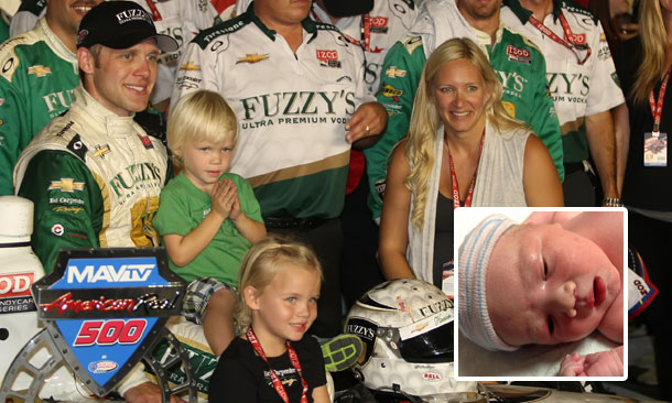 Ed Carpenter and wife welcome their third child